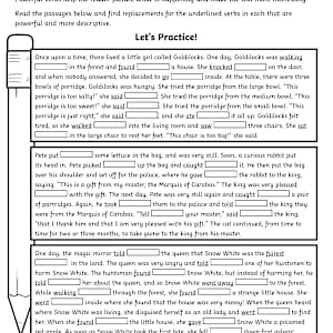 Powerful Verbs Writing Worksheet for 6th-8th Grade