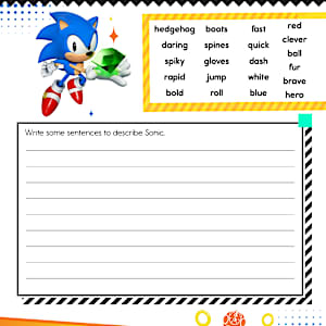 Sonic Describe the Character Writing Worksheet