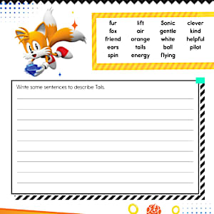 Sonic Describe the Character Writing Worksheet