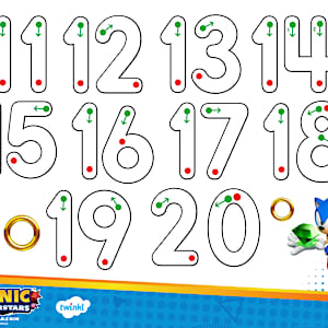FREE! - Sonic: Sonic and Tails Number Formation 0-20 Worksheet