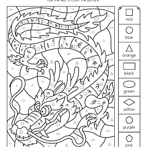 Kindergarten Chinese New Year Color by Shape Worksheet