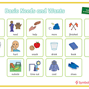 Twinkl Symbols: Basic Needs and Wants AAC Mat
