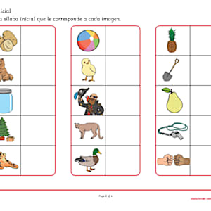 Ficha de actividad: Reconocimiento de sílaba inicial