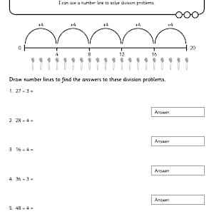 Division Worksheets: Year 3 Division on a Number Line Sheets