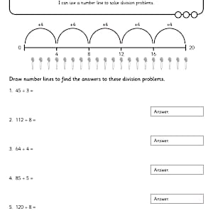 Division Worksheets: Year 3 Division on a Number Line Sheets