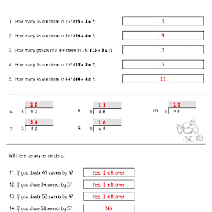 Short Division - Year 3 Bus Stop Division Worksheet Pack