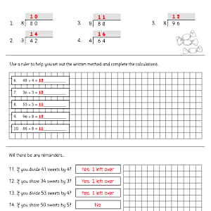 Short Division - Year 3 Bus Stop Division Worksheet Pack