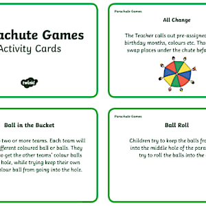 Fun Parachute Games For Kids Activity Cards | Twinkl