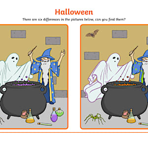 Spot The Difference Halloween Worksheet