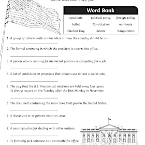 Election Vocabulary Activity for 3rd-5th Grade | Twinkl USA
